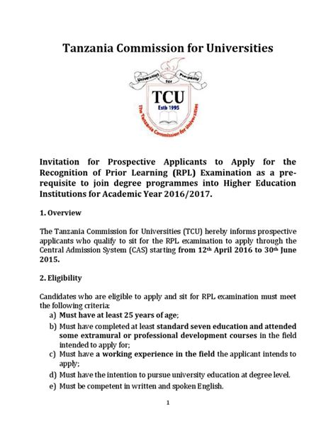 Rpl Application 2016 Pdf Test Assessment Business