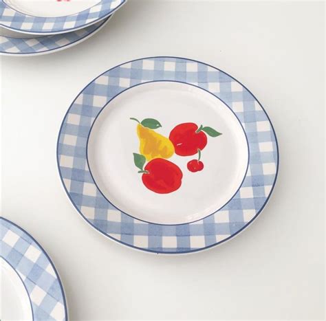 Cute Ceramic Plates With Cherries And Lemons