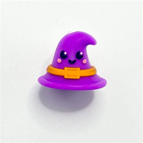 Purple Cute Wizard Hat With Smile Face Halloween 3d Silicone Focal Bea
