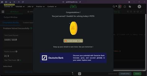 Geekstreak2024 Day1 Codingjourney Problemsolving Deutschebank