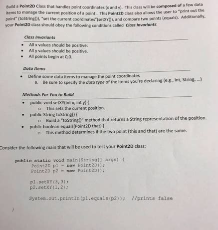 Solved Build A Point2D Class That Handles Point Coordinates Chegg