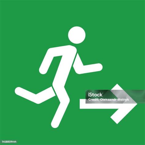화살표가 있는 비상구 표지판 방향이 있는 화재 출구 아이콘입니다 벡터 기호입니다 불에 대한 스톡 벡터 아트 및 기타 이미지