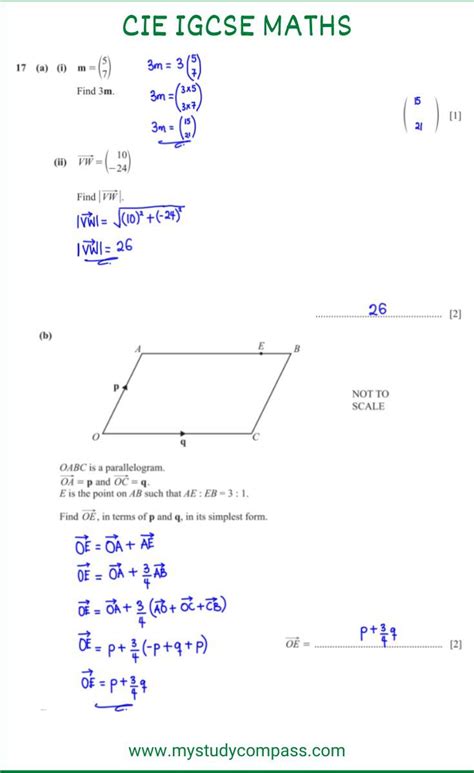 Cie Igcse Maths 058021mj20 Solved Past Paper Question 17 Igcse Maths Math Maths