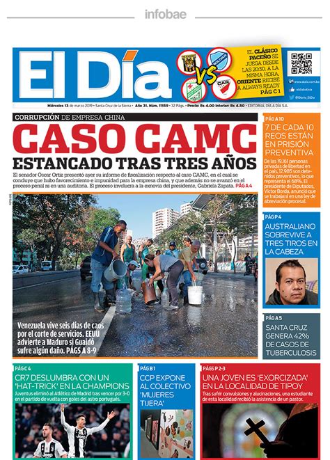 El Día Bolivia Miércoles 13 De Marzo De 2019 Infobae