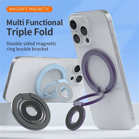 Magnetic Double Sided Phone Ring Holder Portable Folding Magnetic Phone