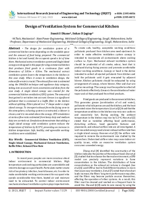 pdf irjet design of ventilation system for commercial kitchen
