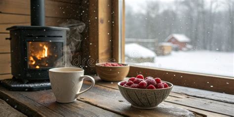 A Winters Embrace Warm Raspberry Delight By The Fireplace Capturing The