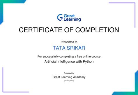 Completed Ai Course By Great Learning Tata Srikar Posted On The Topic