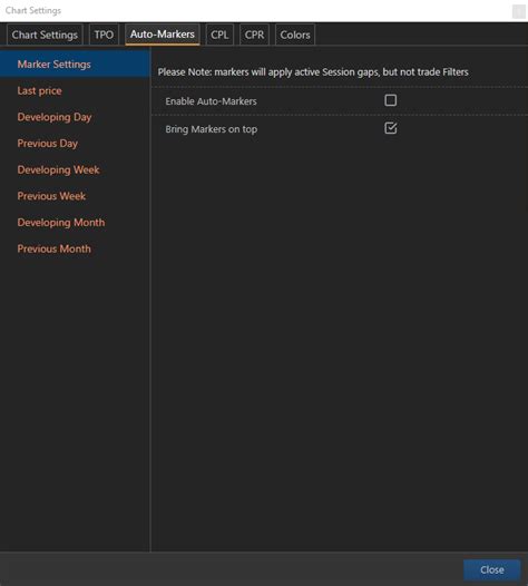 Marker Settings Exocharts Help