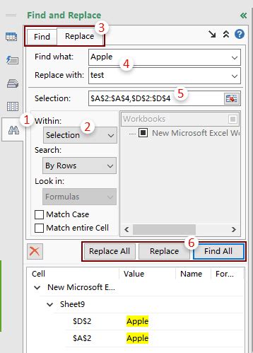 How To Search Find And Replace Values In Selection Or Selected Cells In Excel