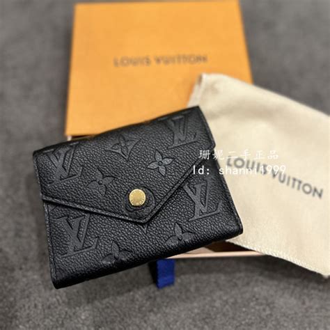 珊妮二手lv 路易威登 Victorine 黑色海軍藍 壓紋 三折短夾 錢包 卡夾 M64577 M64060 現貨 蝦皮購物