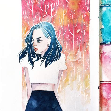 Watercolor Artist Kelogsloops Artwoonz Desenhando Retratos Foto Do