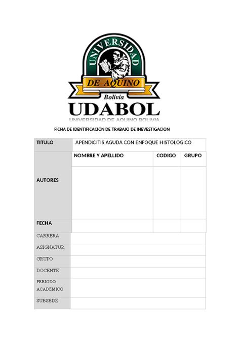 Apendicitis Aguda Histologia Final 1 FICHA DE IDENTIFICACION DE
