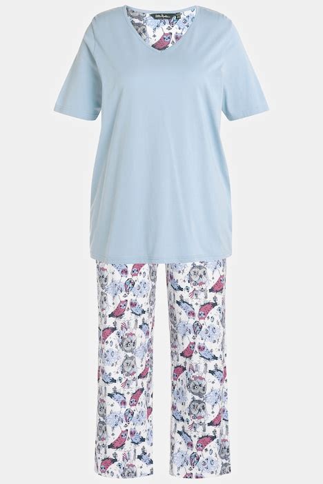 Owl Print Cotton Knit Pajama Set Pajamas Sleepwear
