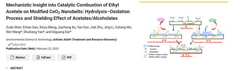 科学网—environ Sci Technol合作论文：乙酸乙酯氧化铈上催化燃烧—水解氧化途径、有机酸盐表面聚集 戴启广的博文