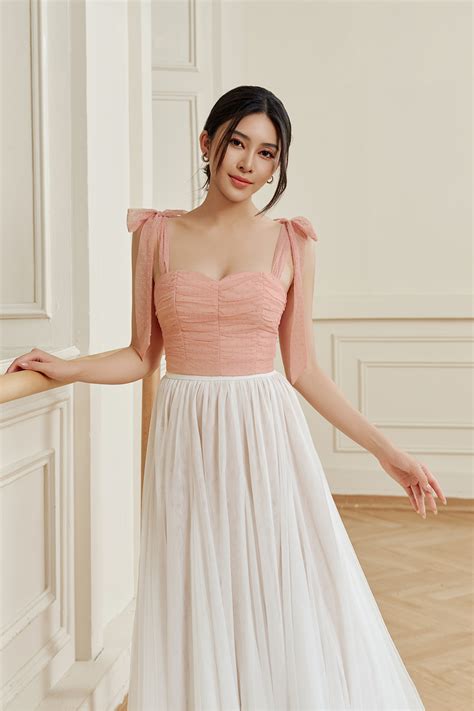 Lacey Tulle Ribbon Crop Top In Pink Nectar Chello