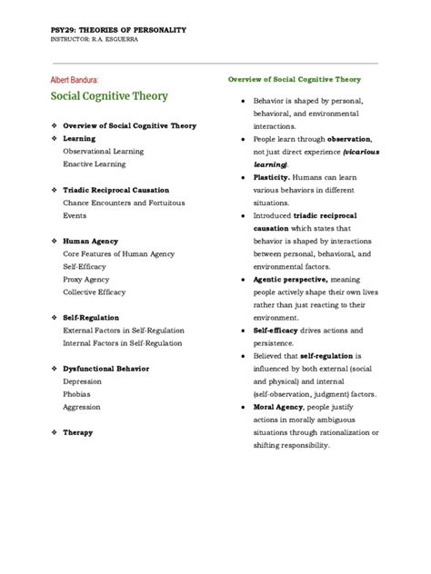 Albert Bandura Social Cognitive Theory Pdf Psychology Neuroscience