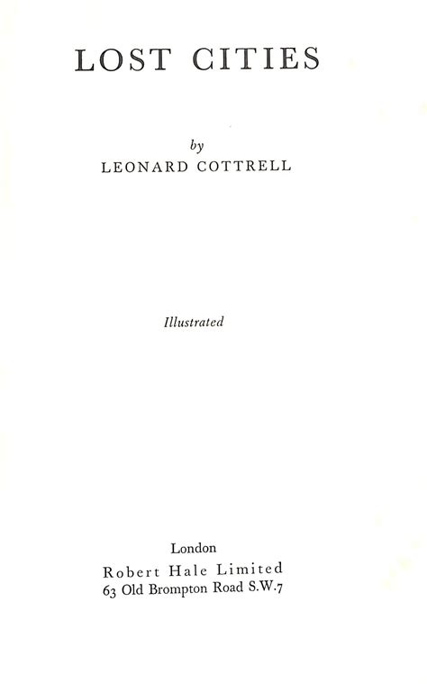 Lost Cities By Cottrell Leonard Good Hardcover 1973 Webuybooks