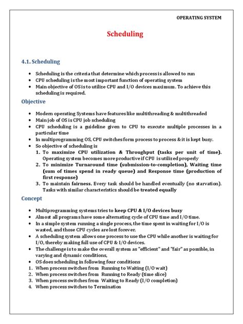 Ch 4 Scheduling Pdf Scheduling Computing Central Processing Unit