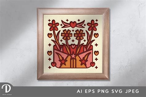 Envelope With Growing Flowers Shadow Box Floral Paper Cut Drizy Studio