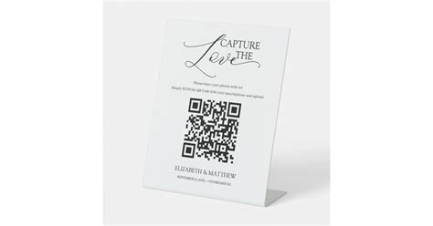 Modern Script Capture The Love With Qr Code Pedestal Sign Zazzle