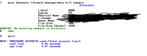 Solved Proc Datasets Warning No Matching Members In Directory