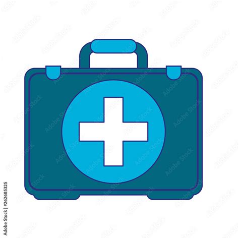 Medical First Adis Suitcase Symbol Blue Lines Stock Vector Adobe Stock