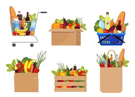 Premium Vector Sets For Grocery Shopping