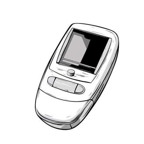 Professional Glucometer Tool Isolated In Black And White Vector