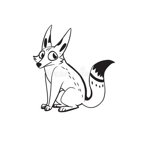 Stylized Fox Illustration With Bold Outlines On White Background Stock