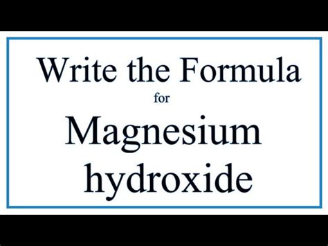 Magnesium Hydroxide Formula
