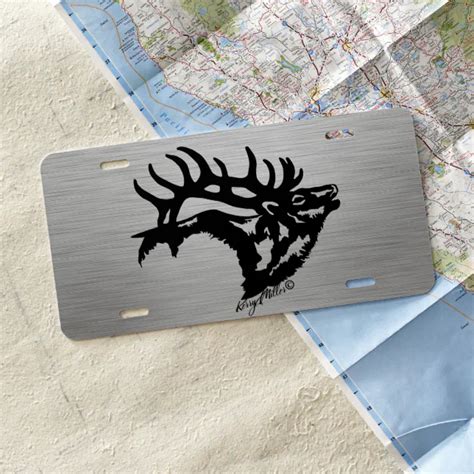 Bull Elk Silhouette License Plate Zazzle