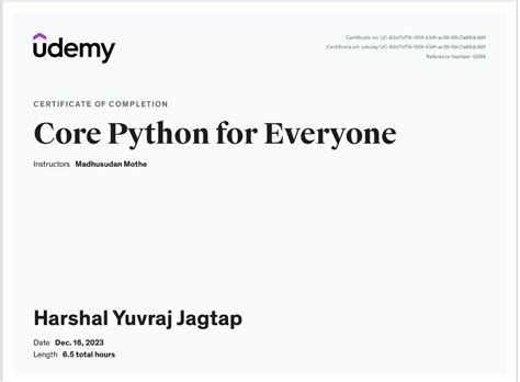 Harshal Jagtap On Linkedin Python Programming Continuouslearning Udemy Certification
