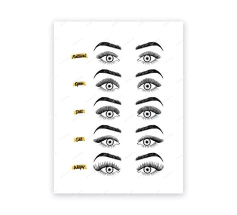 Full Eye Lash Style Chart Eyelash Extension Styles Digital Art Print