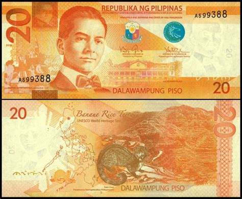 20 Pesos Bill Philippines Philippine Peso Play Money
