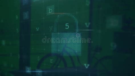 Animation Of Cyber Security Warning Text And Padlock Over Office Stock