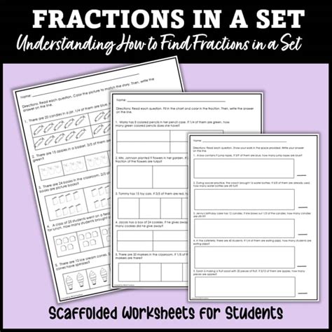 Fractions In A Set Fractions Of A Set Fractions Worksheets For 3rd Grade