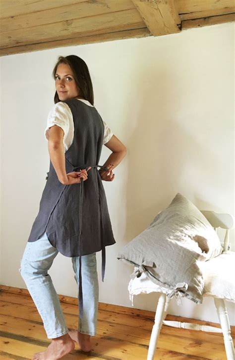 Light Pinafore Apron Dress Linen Smock Linen Pinafore Apron Pinafore