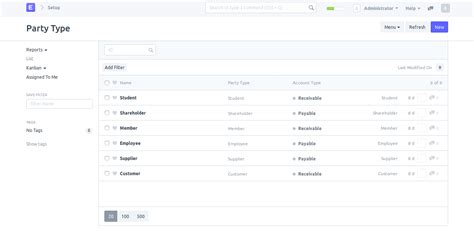 Creating Party Type List And Finance Book Erpnext Frappe Forum