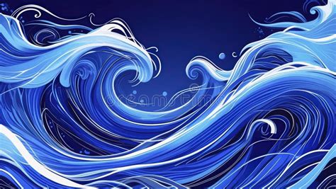 Bright Blue Abstract Wave Pattern Swirling In Undulating Motions Stock Illustration