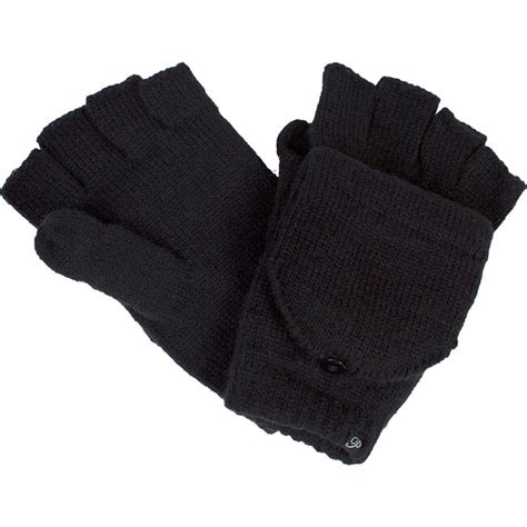 Womens Fleece Lined Fingerless Texting Mittens Black Plush Apparel