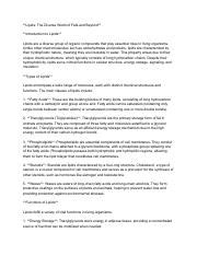 Exploring Lipids Types Functions And Metabolism Course Hero