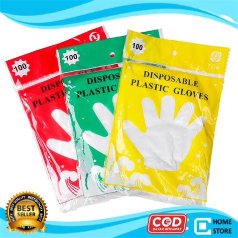 Jual Sarung Tangan Plastik Isi 100pcs Disposable Plastic Gloves Sekali