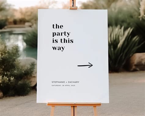 The Party Is This Way Sign Printable Wedding Direction Sign Template