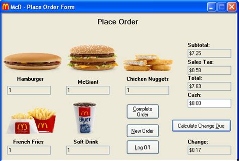 Mcdonald S Cash Register Vb Classwork E Portfolio Mcavanaugh Me