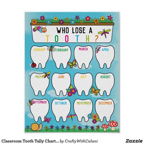 Classroom Tooth Tally Chart In Our Garden Theme Zazzle Tally Chart