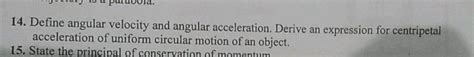 A Parauura 14 Define Angular Velocity And Angular Acceleration