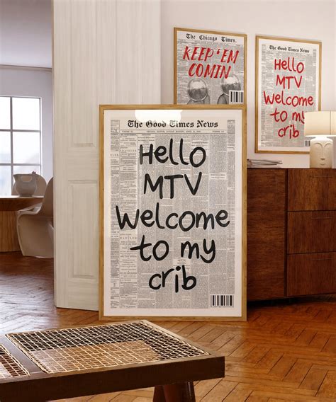 Hi Mtv Welcome To My Crib Print Typography Print Modern Bar Cart