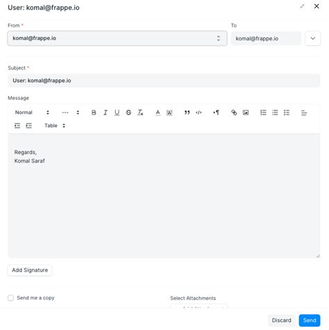 use specific email signature via from field · issue 17590 · frappe
