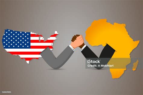 Ilustración De Desafío O Cooperación Entre Los Estados Unidos Y África
